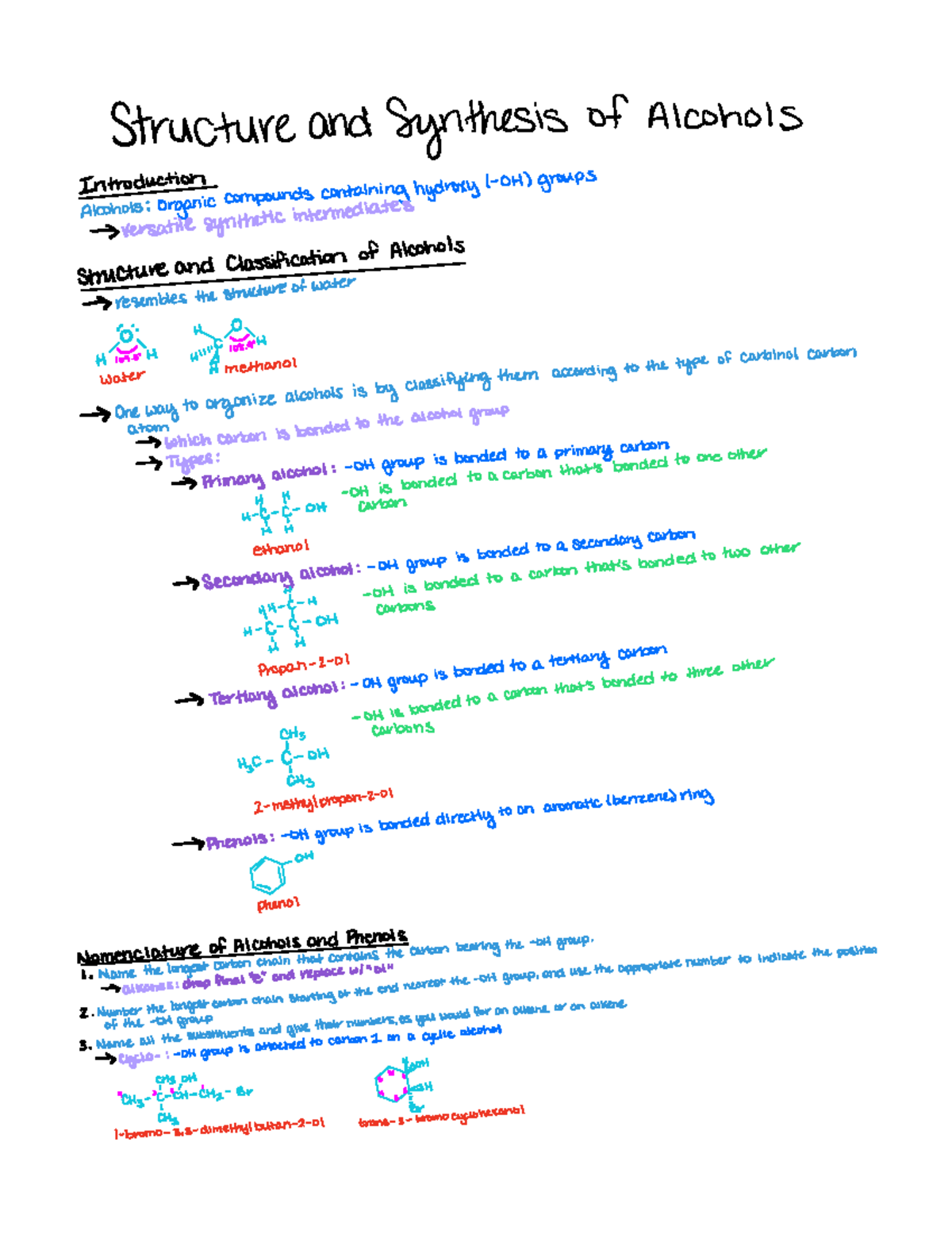 Chapter 10 Structure and Synthesis of Alcohols Copy - Structure and ...