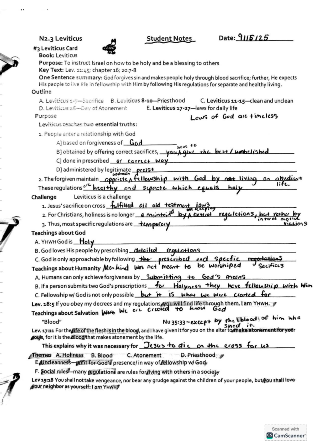 N2.3 Leviticus Student Notes: Insights on Holiness and Atonement - Studocu