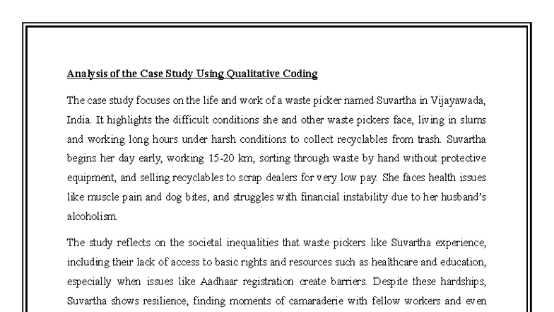 Case Study Analysis: Qualitative Insights on Waste Picker Struggles ...