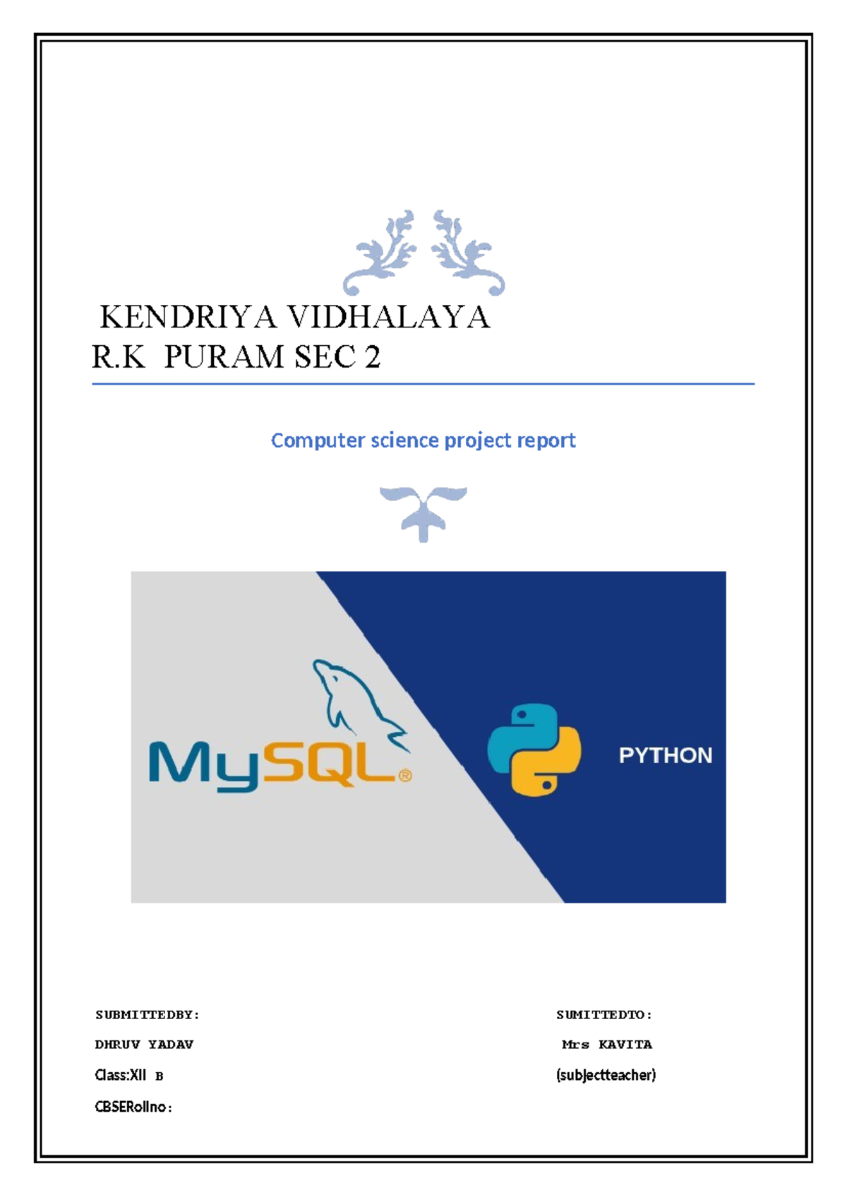 CS Project Report: Flight Management System by Dhruv Yadav (Class XII B ...