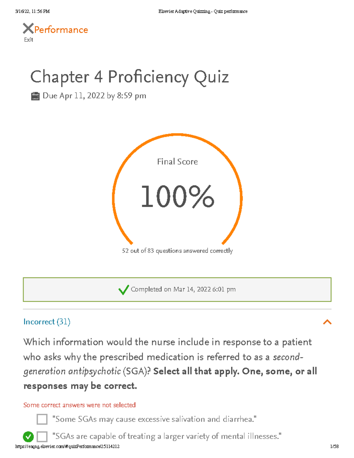 Chap 4 prof- Quiz performance - Exit Performance Chapter 4 Proficiency ...