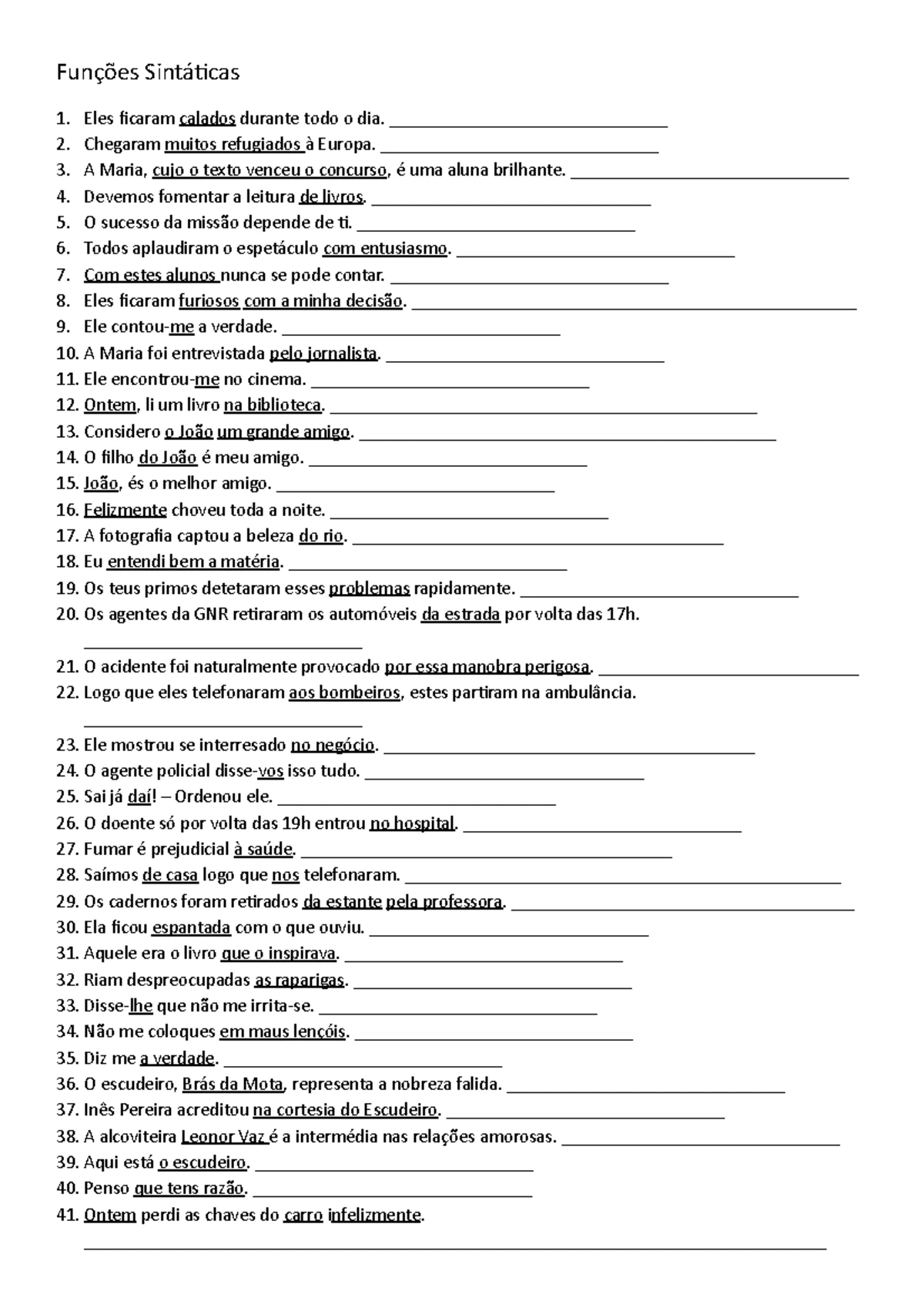 Frase complexa - Ficha de orações coordenadas e subordinadas - Frase ...