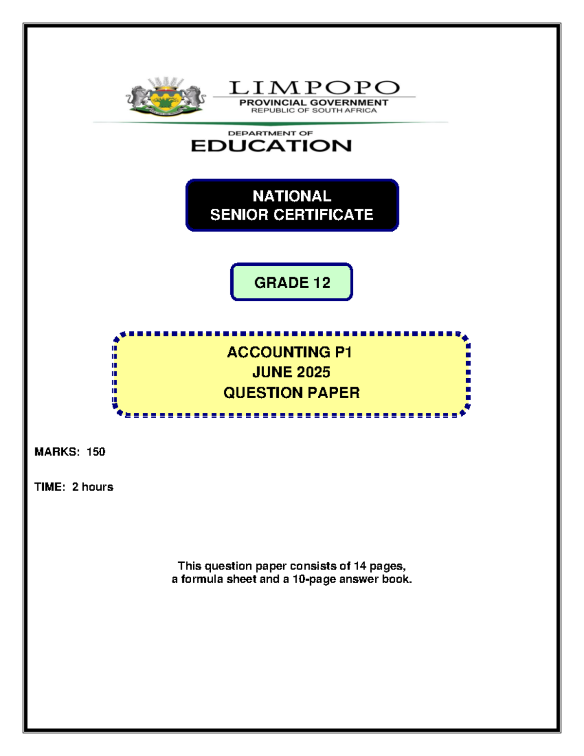 LP ACCN GR 12 JUNE 2025 QUESTION PAPER P1 - Studocu