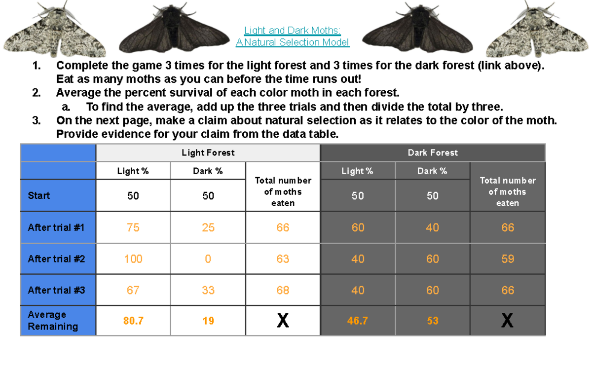 BIO101 Natural Selection: Peppered Moth Simulation Analysis - Studocu