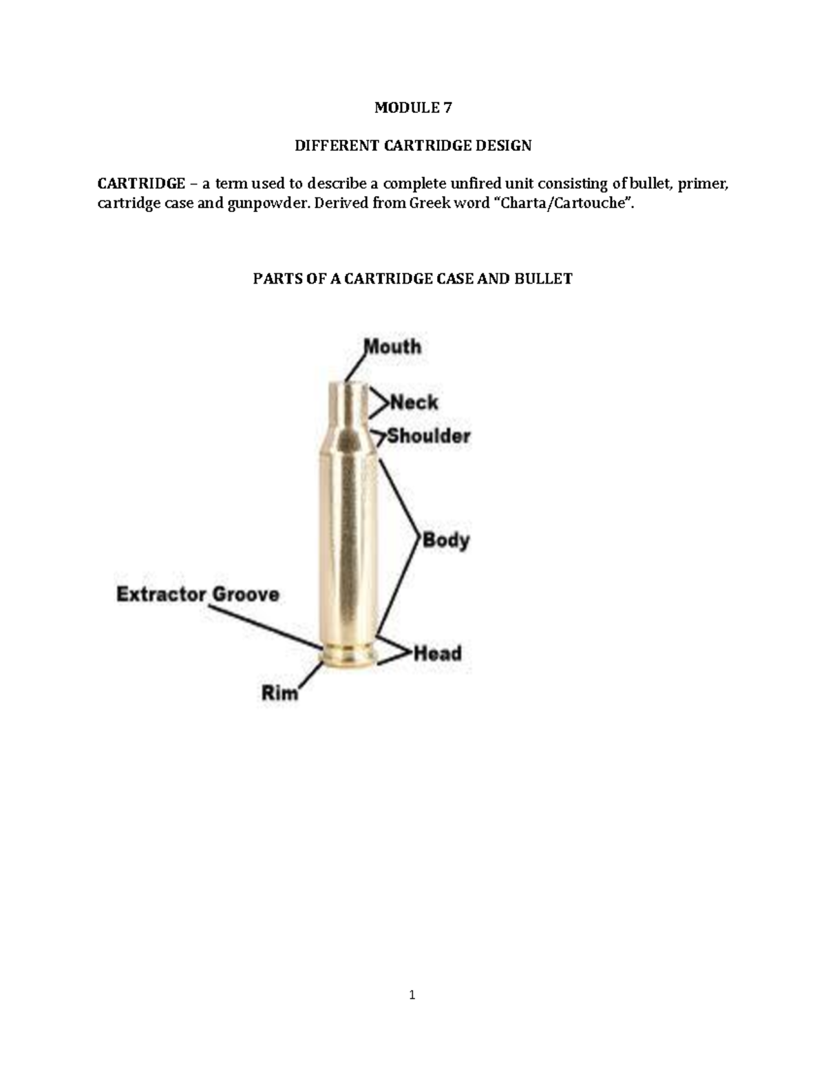 Module 7: Forensic Study on Cartridge Design & Gunpowder Types - Studocu