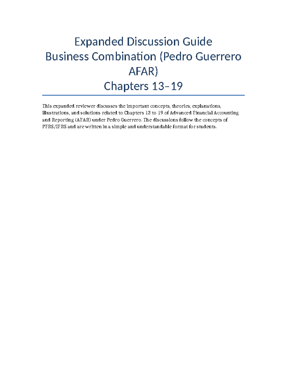 Expanded Business Combination Guide: Ch 13-19 (AFAR) - Studocu