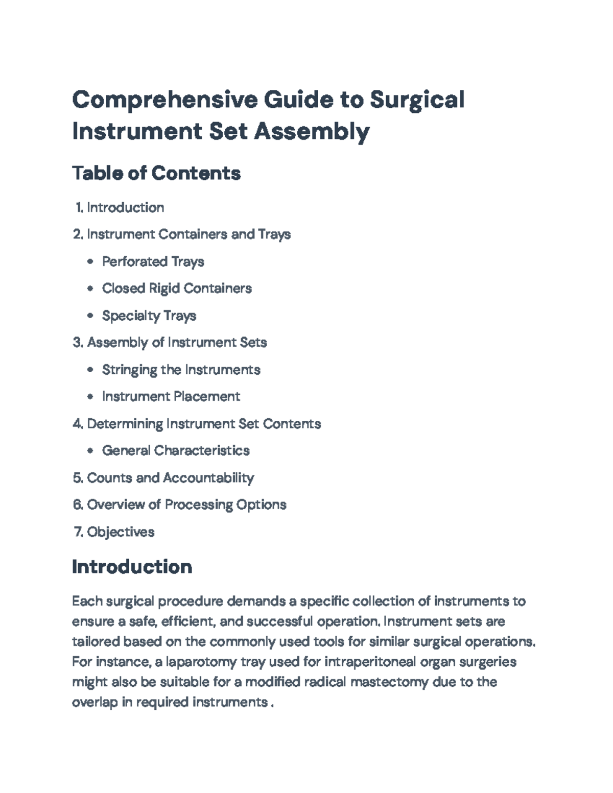 Comprehensive Guide to Surgical Instrument Set Assembly - Objectives ...