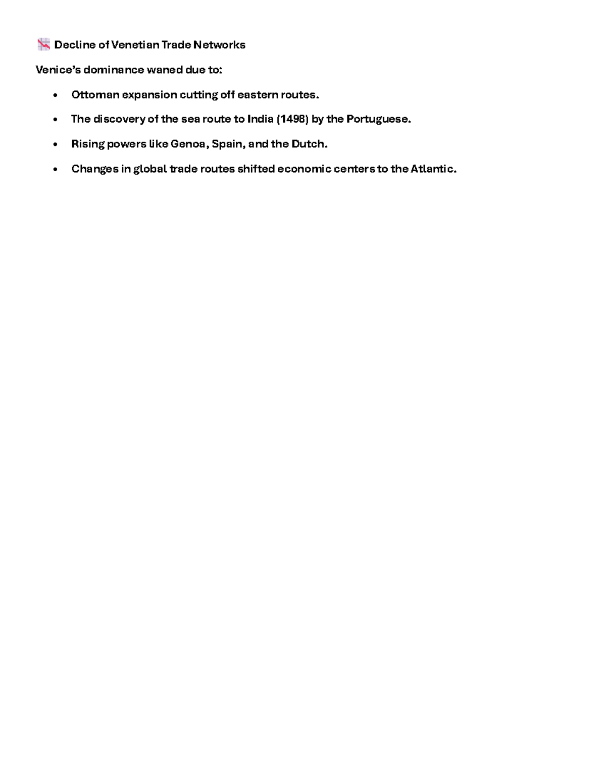 📉 Decline of Venetian Trade Networks - ECON 244 - The discovery of the ...