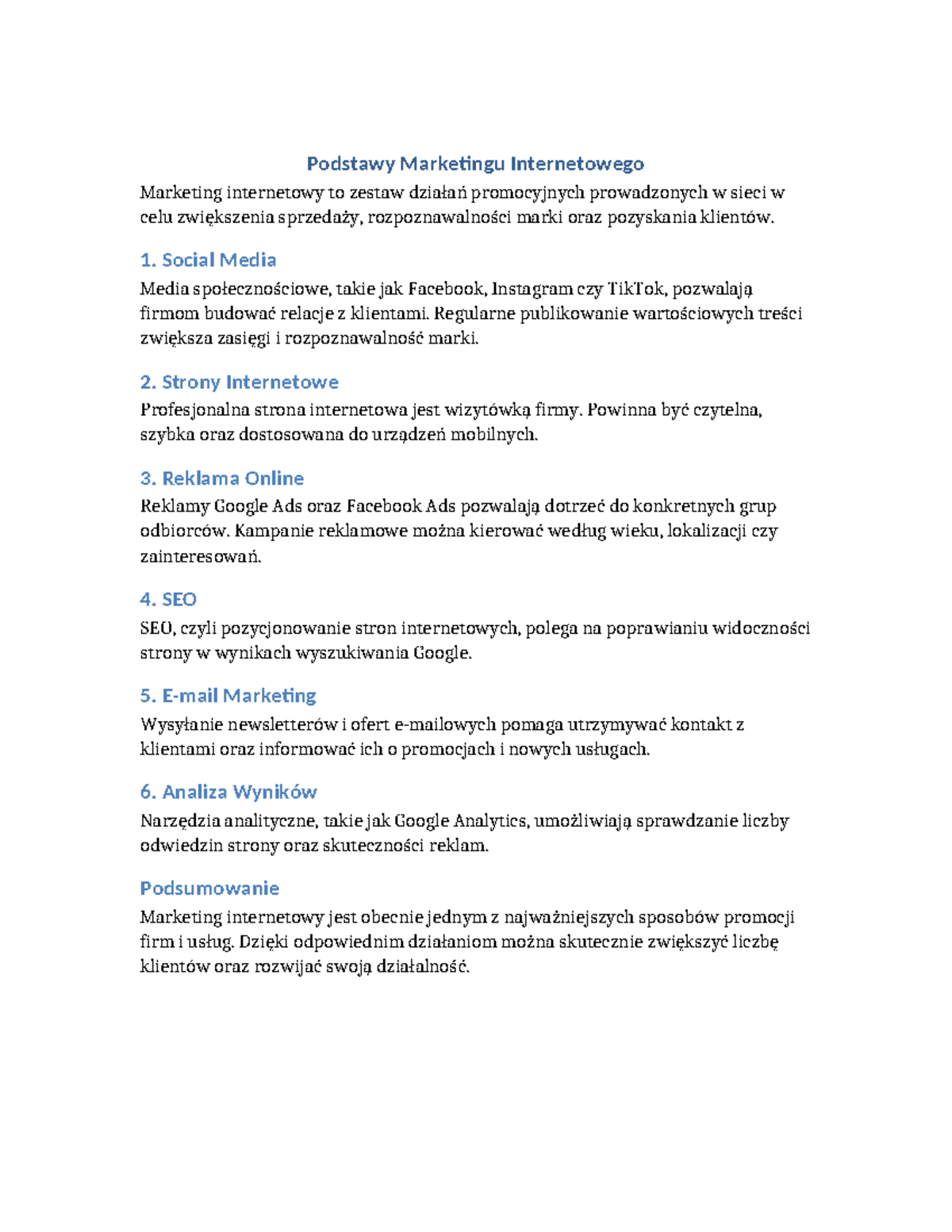 Podstawy Marketingu Internetowego - Materiały do Kursu MKT101 - Studocu