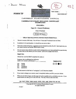 CSEC English A 2023 Paper 2 Study Guide - CSEC English A 2023 Paper 2 ...