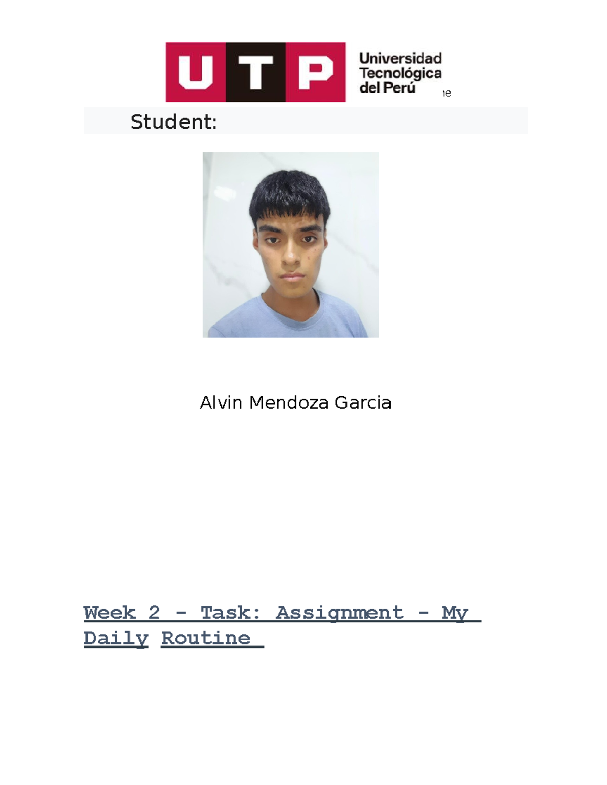 My Daily Routine Ingles Tarea Week 2 Writing Task Assignment My Daily Routine