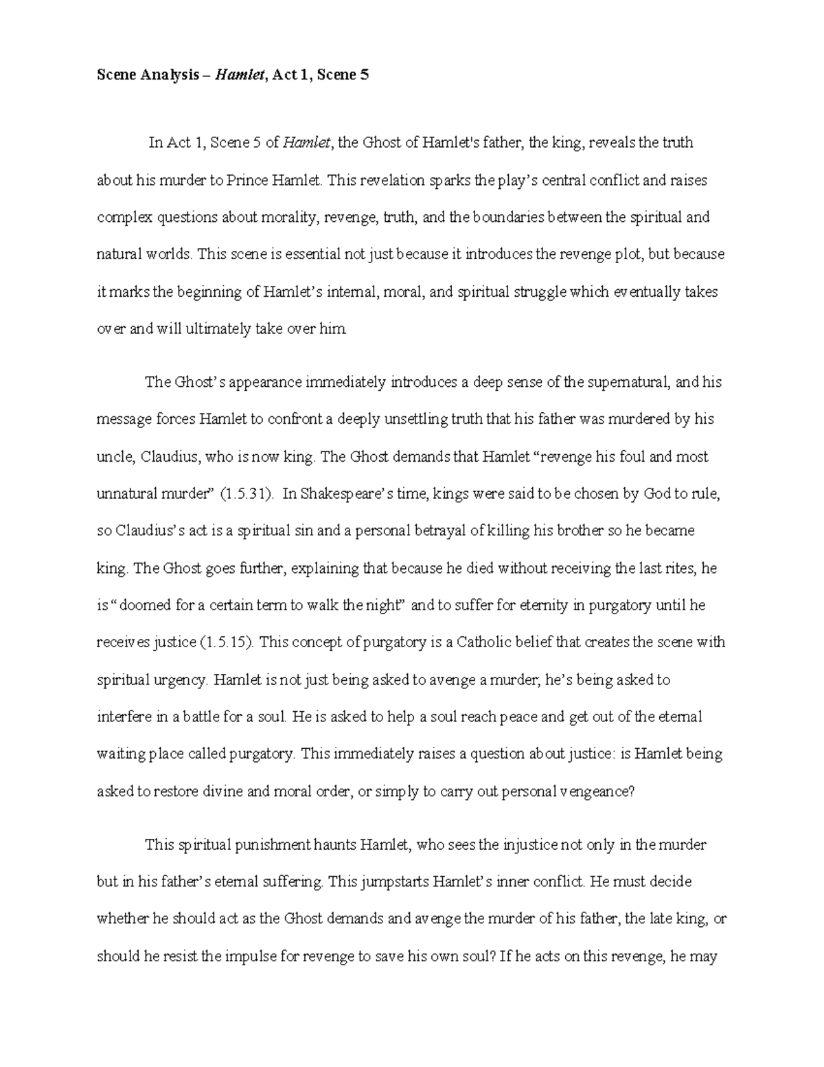 Middendorf Scene Analysis: Hamlet, Act 1, Scene 5 Insights - Studocu