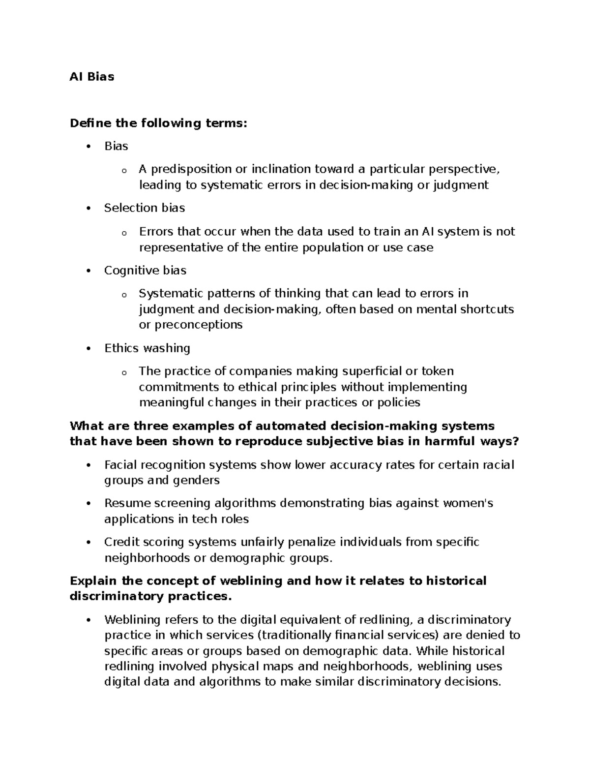 AI Bias - Comprehensive Notes on Definitions, Impacts, and Mitigation ...