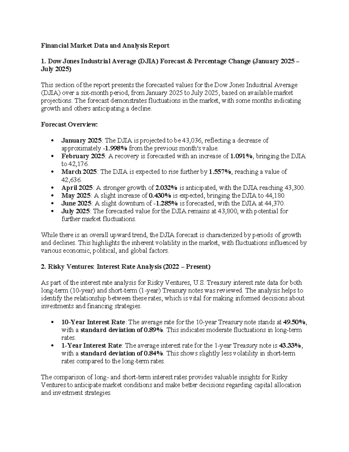 Financial Market Data Analysis Report 1: DJIA & Interest Rates Insights ...