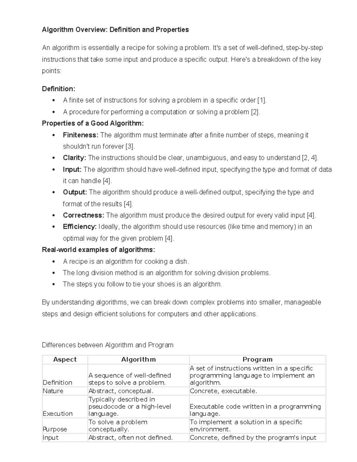 **CS101: Comprehensive Overview of Algorithms and Their Properties ...