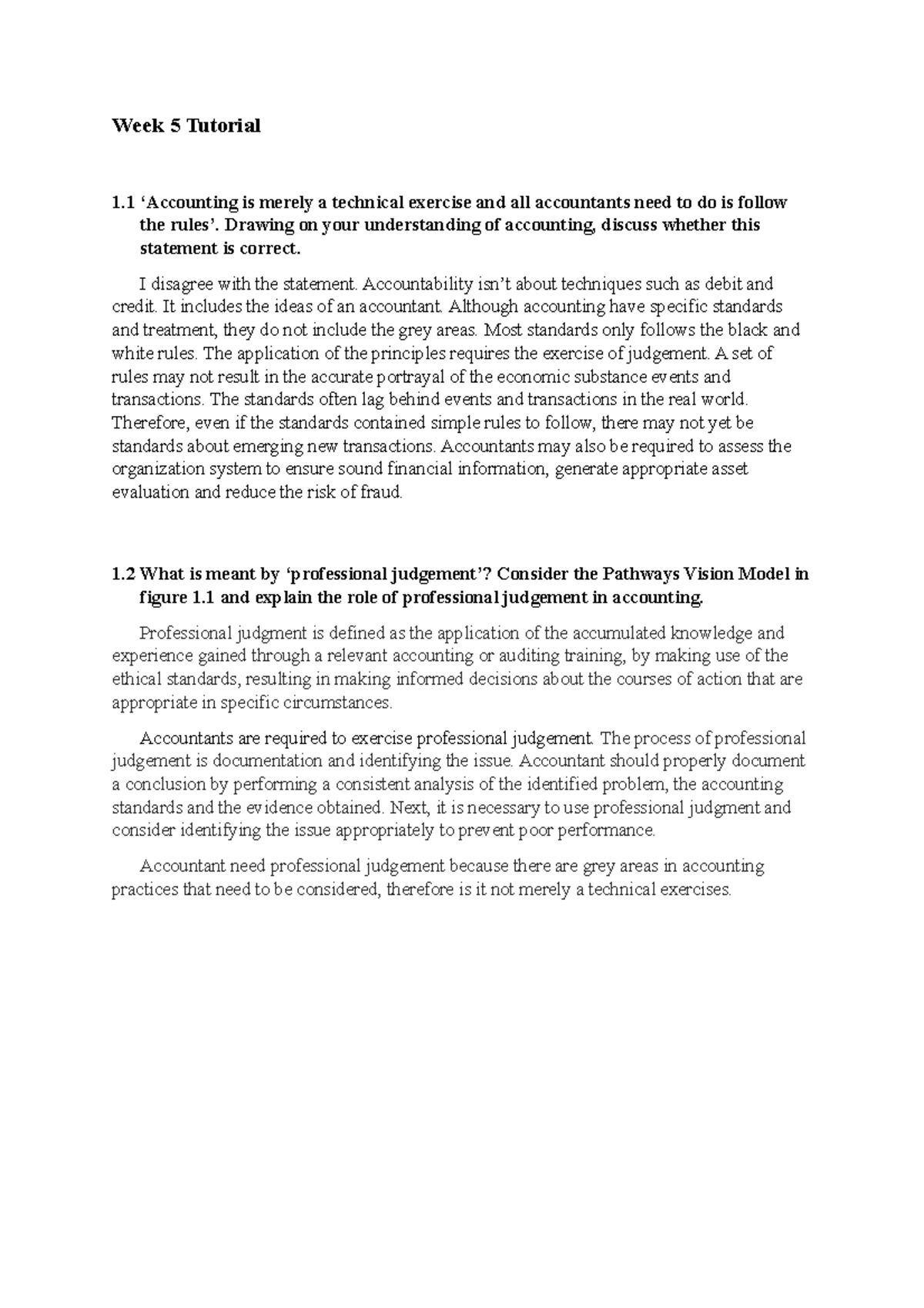 Accounting 101: Analysis of Professional Judgement & Ethical Practice ...