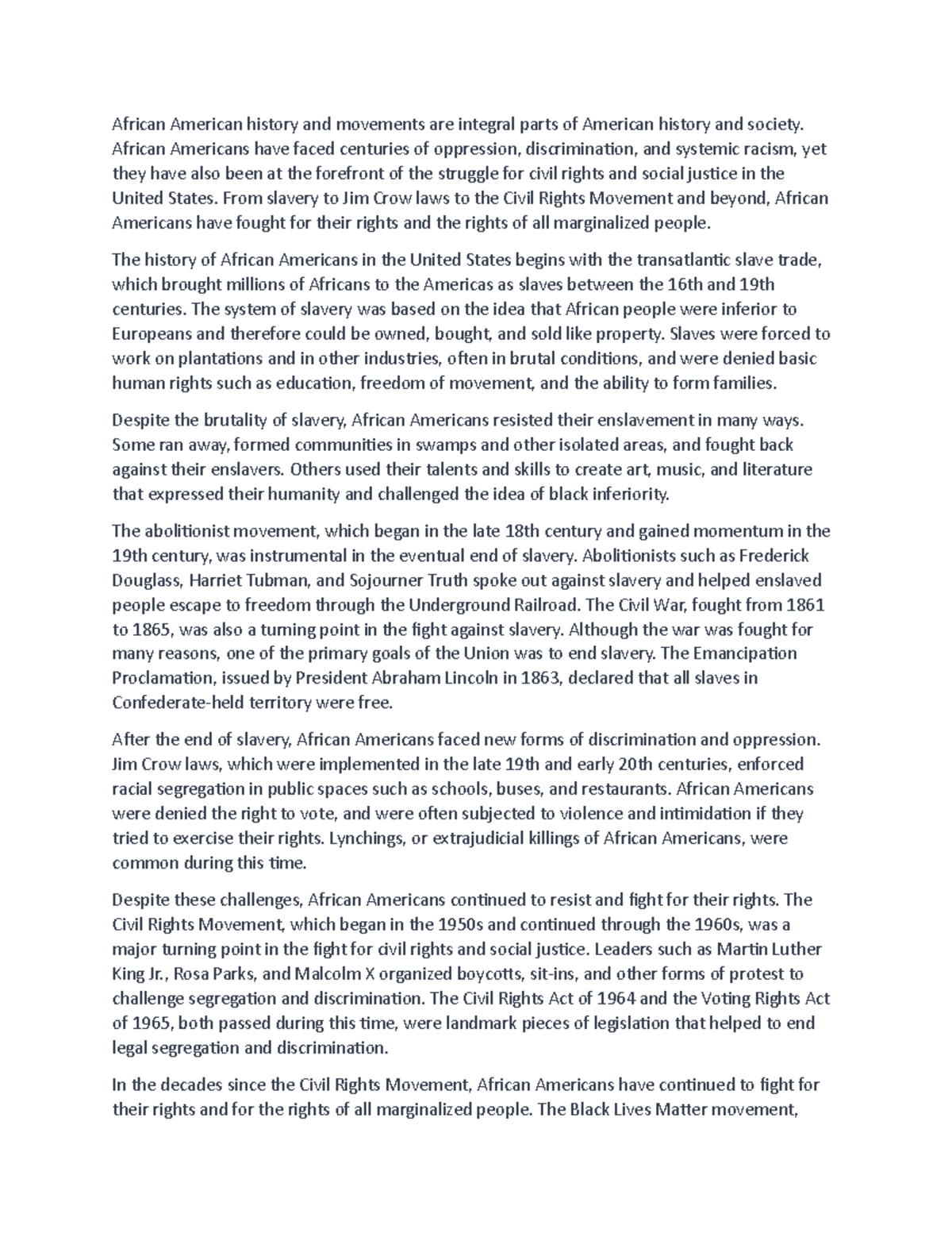 African American History and Movements - African Americans have faced ...