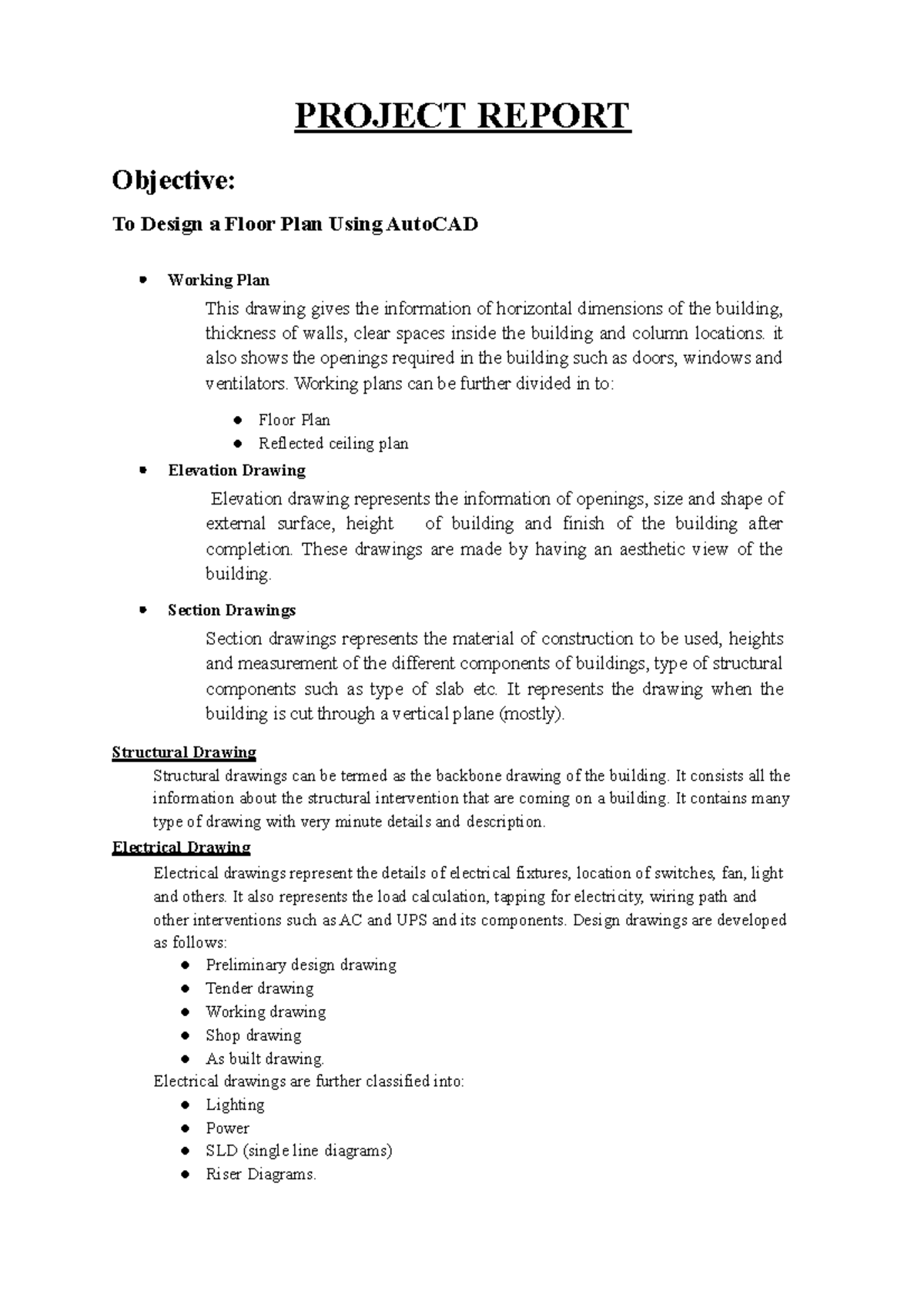 Project Report - Floor Plan and Design Drawings Using AutoCAD - Studocu