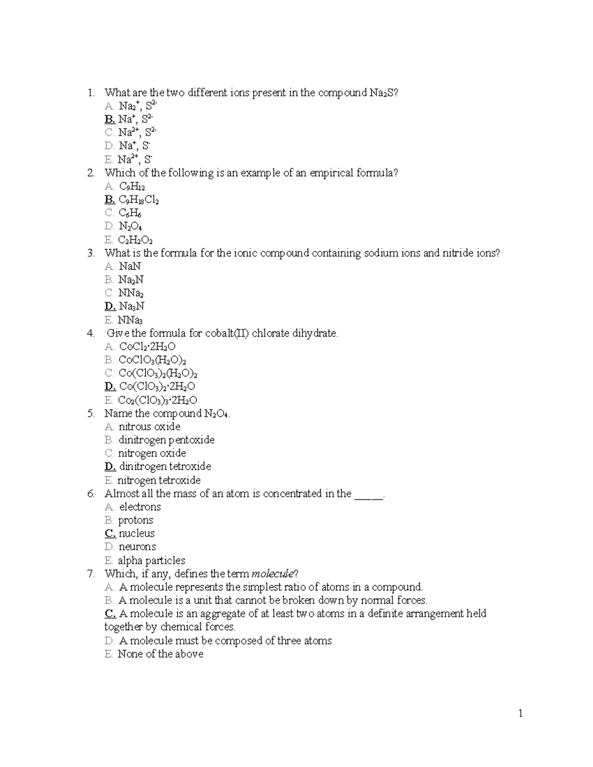 Final Exam - Chemistry Problems & Answers (Course Code: CHEM101) - Studocu
