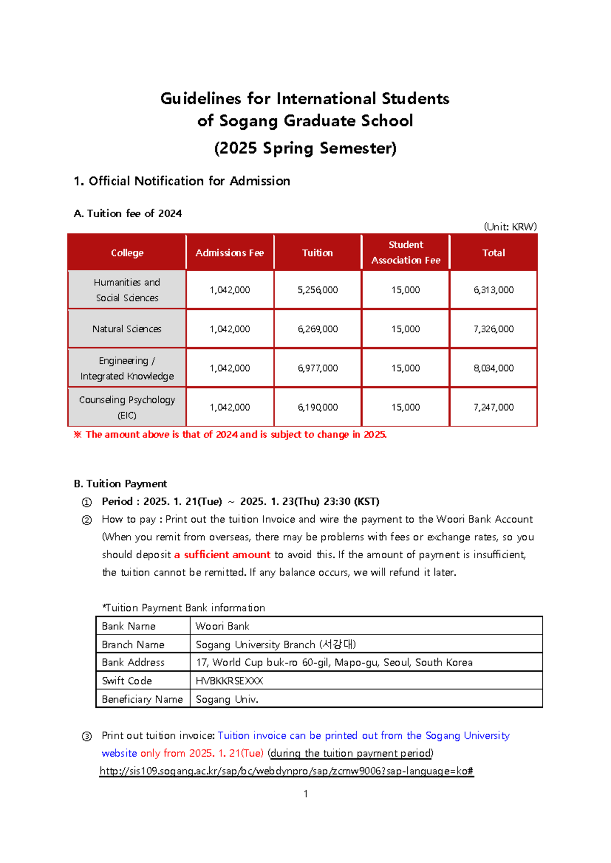 Guideline for International Students - 2025 Spring Semester ...