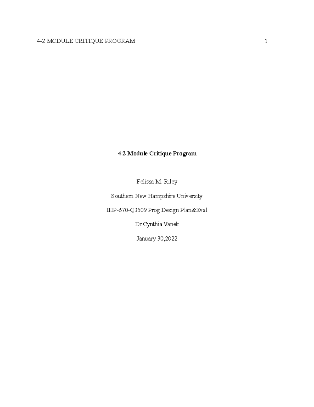 IHP-670-Q3509 4-2 Module Critique Program: Resource Planning Insights ...