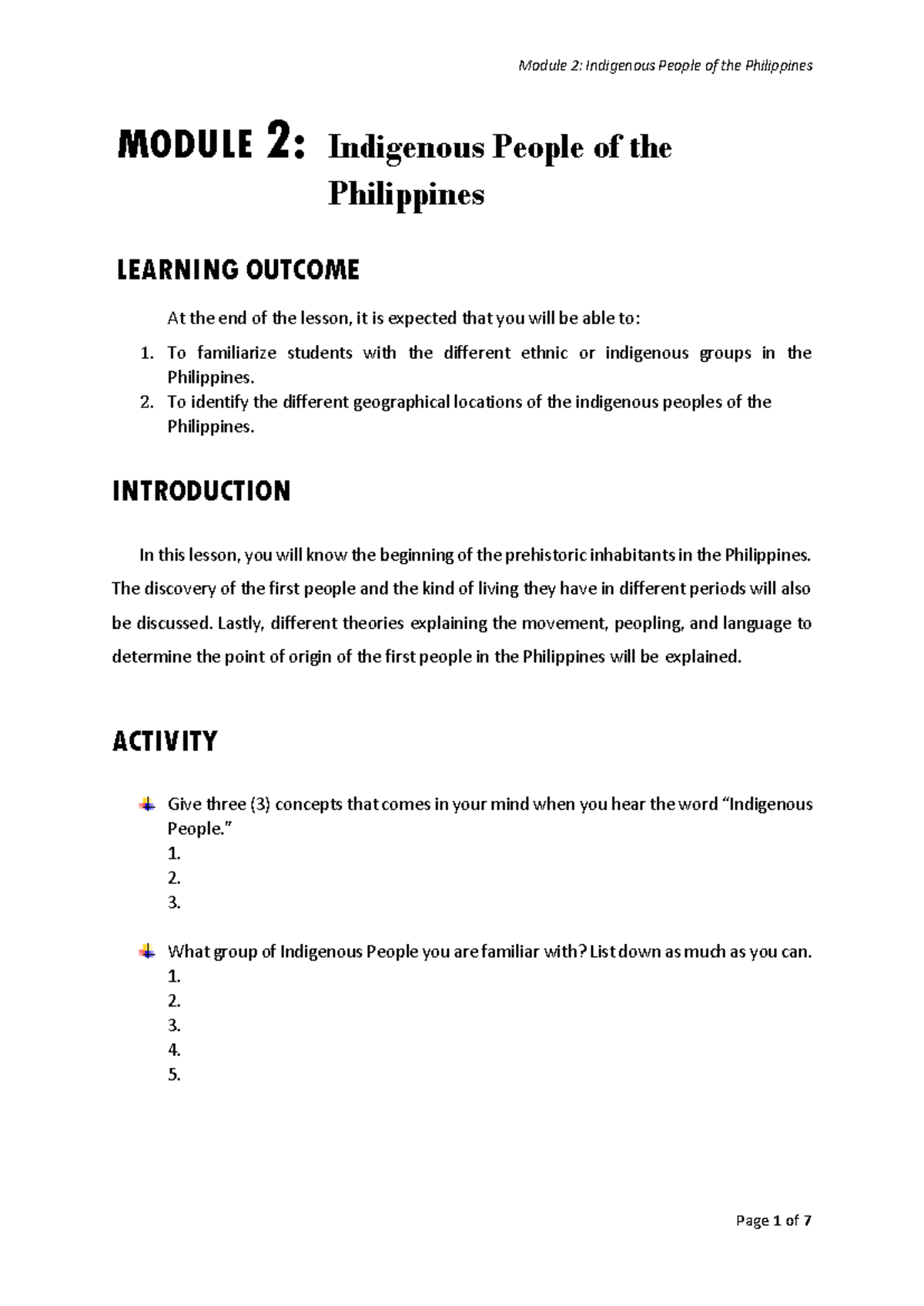 The Indigenous People of the Philippines - Education - PSU - Studocu