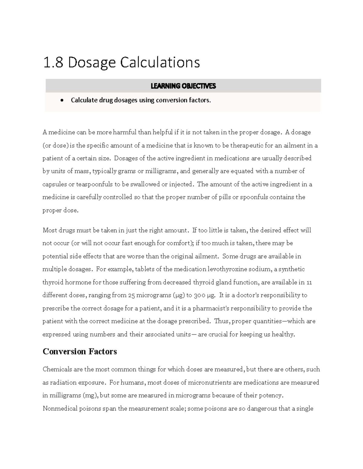 1.8 Dosage Calculations: Mastering Drug Dosage with Conversion Factors ...