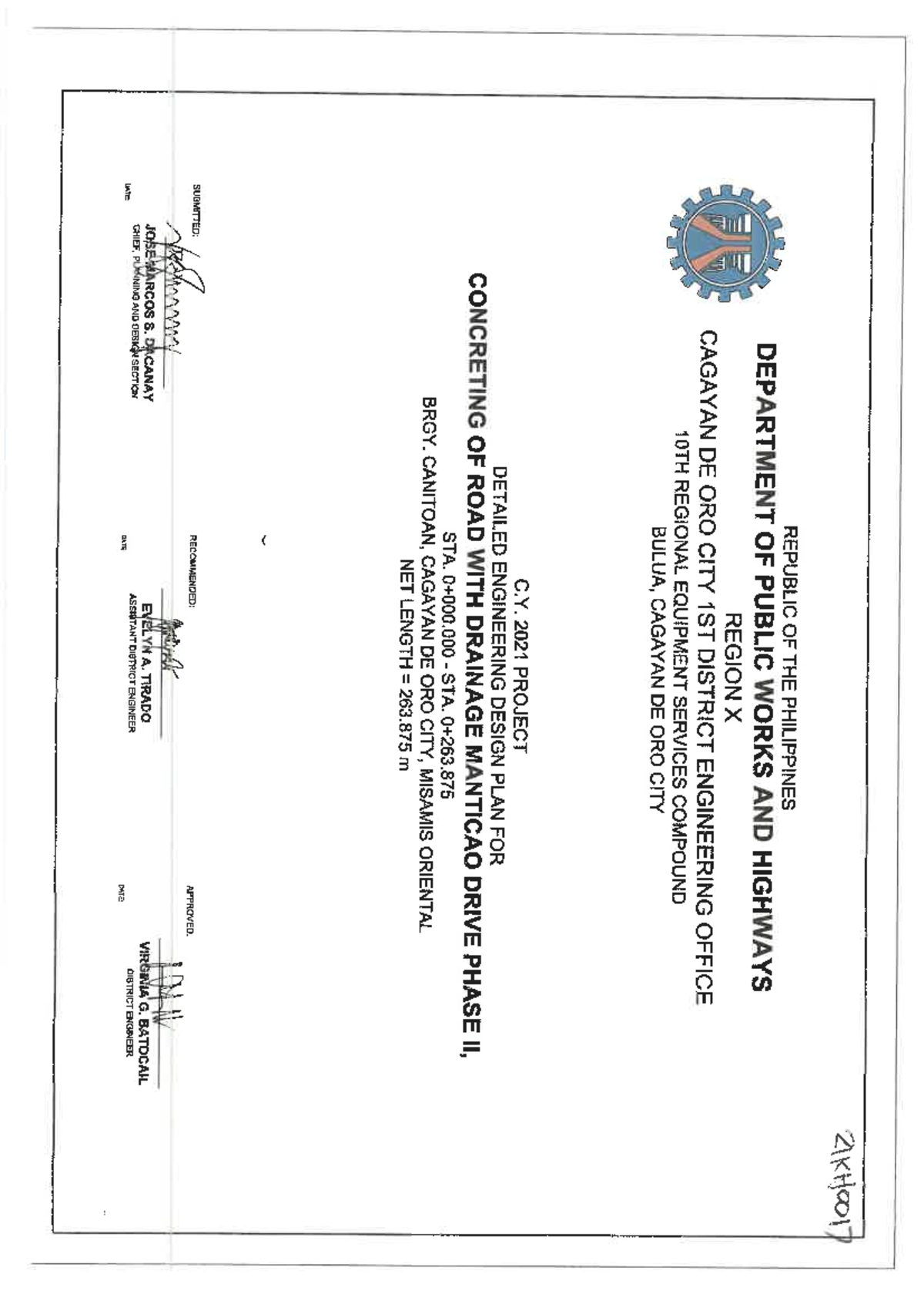 Road Section Design Plan for Manticao Drive Phase II - 21KH0017 - Studocu