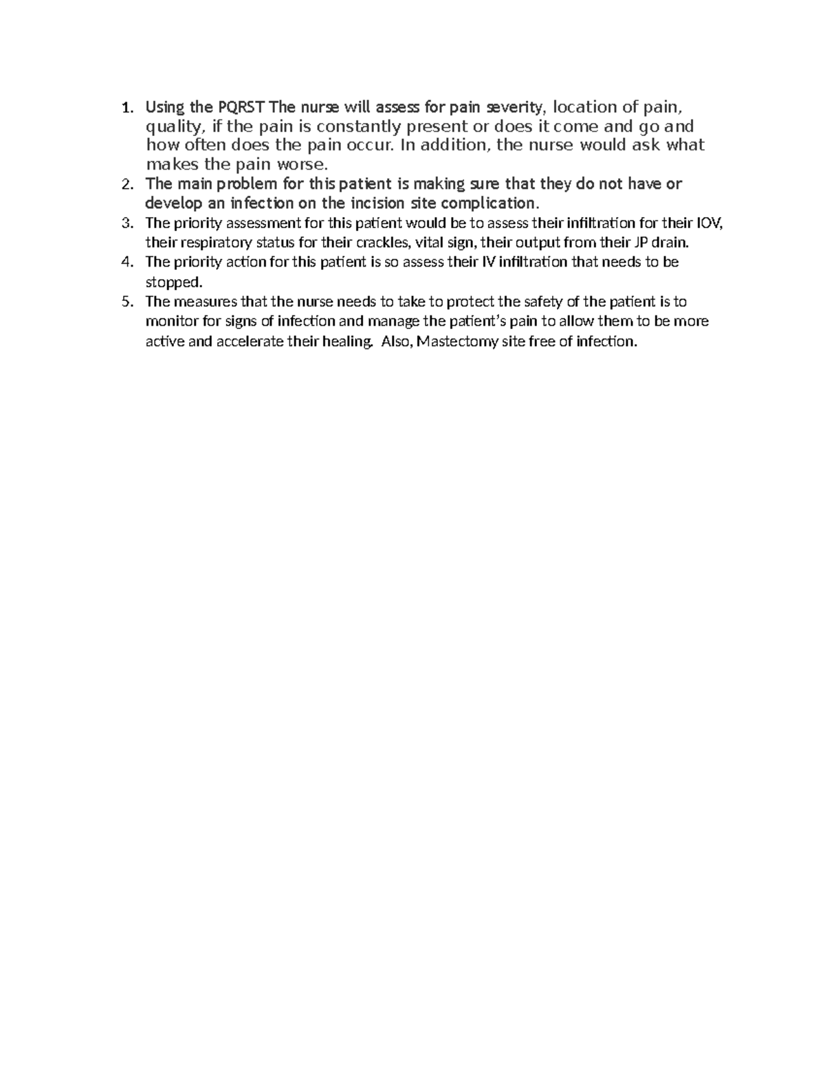 NRS 321: Make-Up Assignment - Patient Assessment and Safety Measures ...