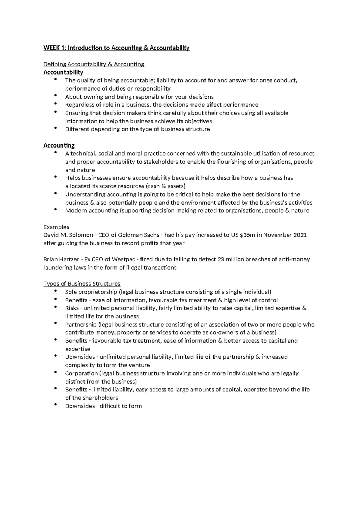 AAA Cheat Sheet: Intro to Accounting & Accountability Concepts - Studocu