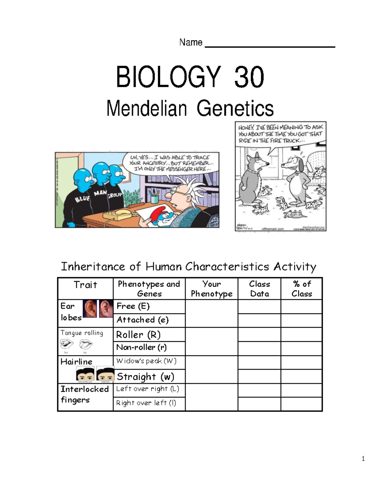 BIOLOGY 30 Unit 2 Notes: Mendelian Genetics & Human Traits - Studocu