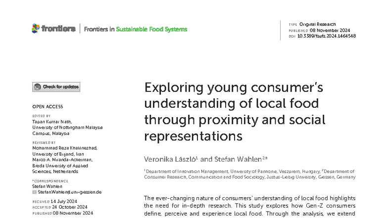 Exploring Gen Z's Understanding of Local Food: Proximity & Social ...