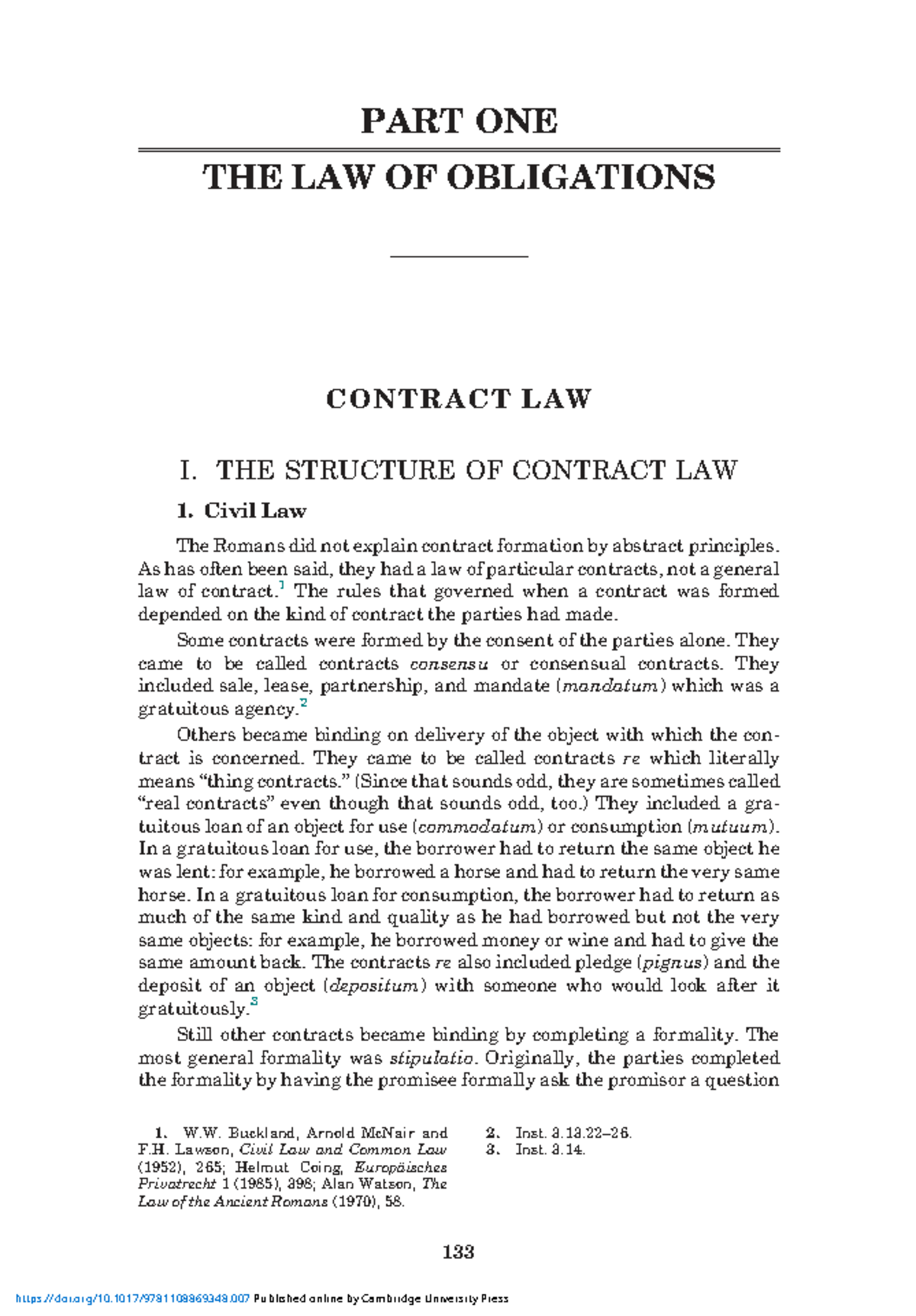Contract Law I: The Structure of Obligations and Contracts - Studocu