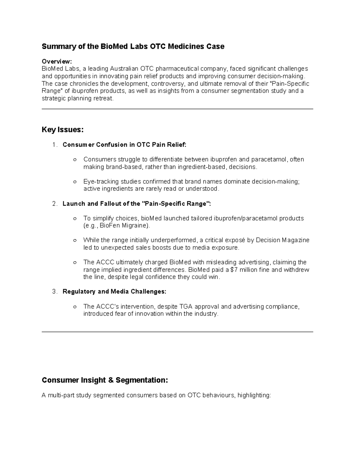 Biomed Labs OTC Medicines Case Study Analysis: Challenges & Strategies ...