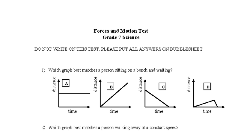 Grade 7 Science Forces and Motion Test (313708056) - Studocu