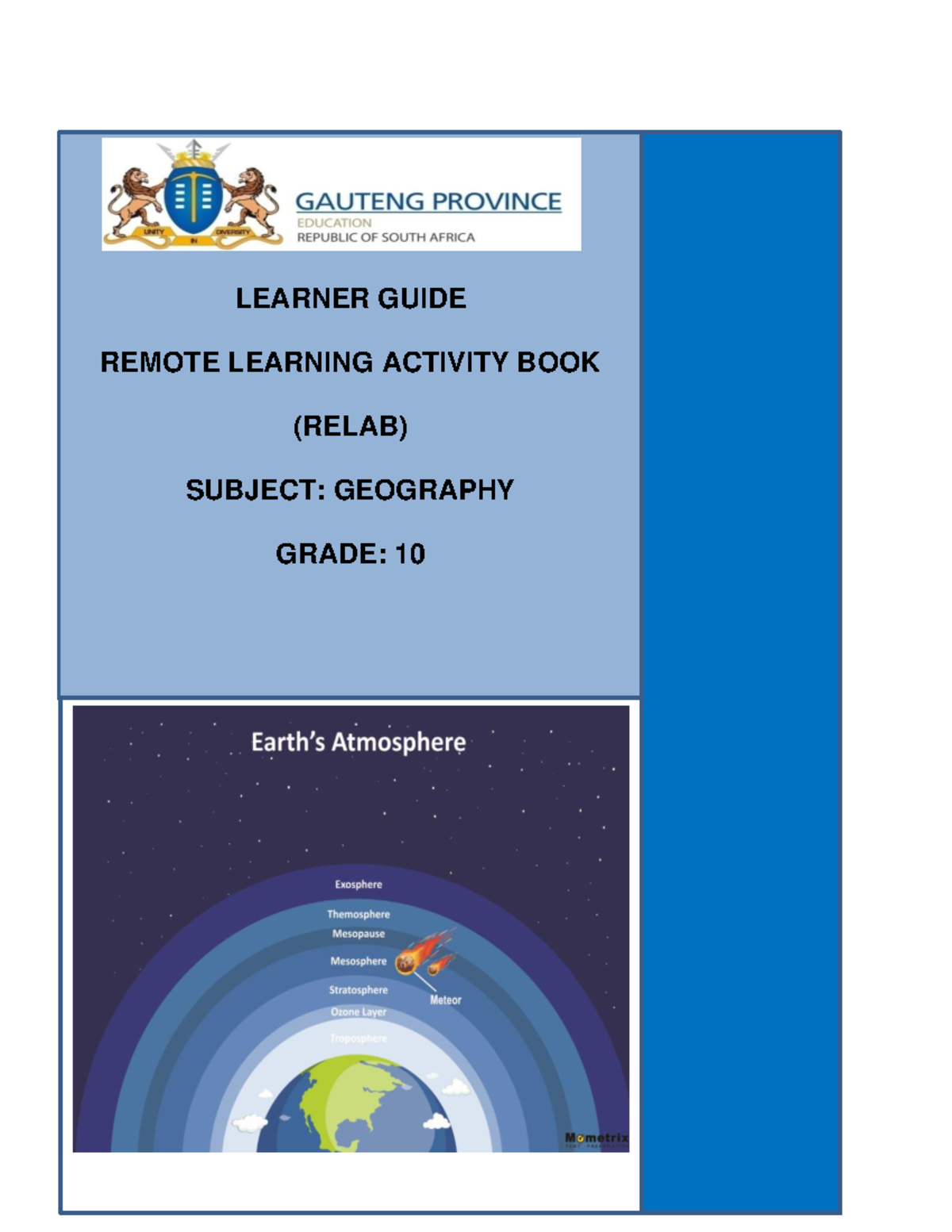 Geography Grade 10 RELAB Learner Guide: Remote Learning Activities ...