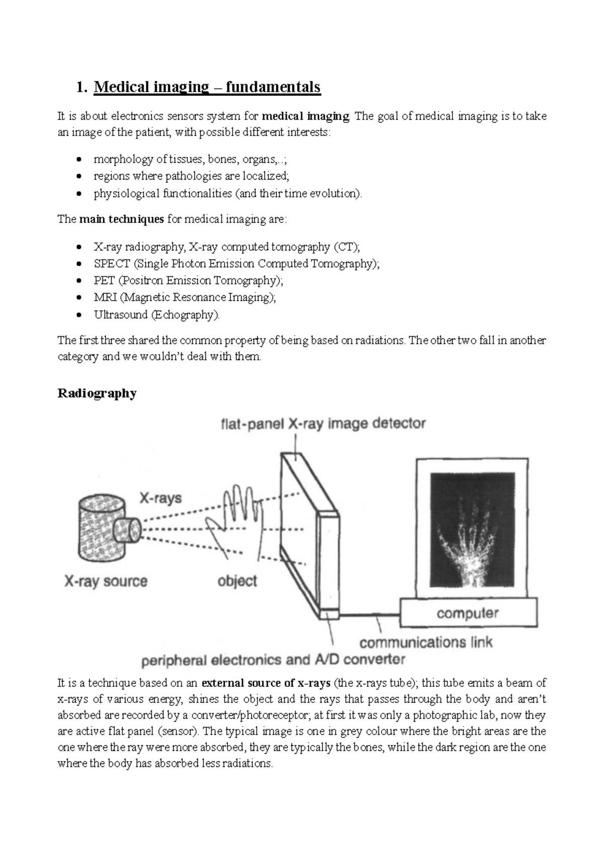 Medical Imaging Fundamentals: Techniques & Electronics Overview - Studocu