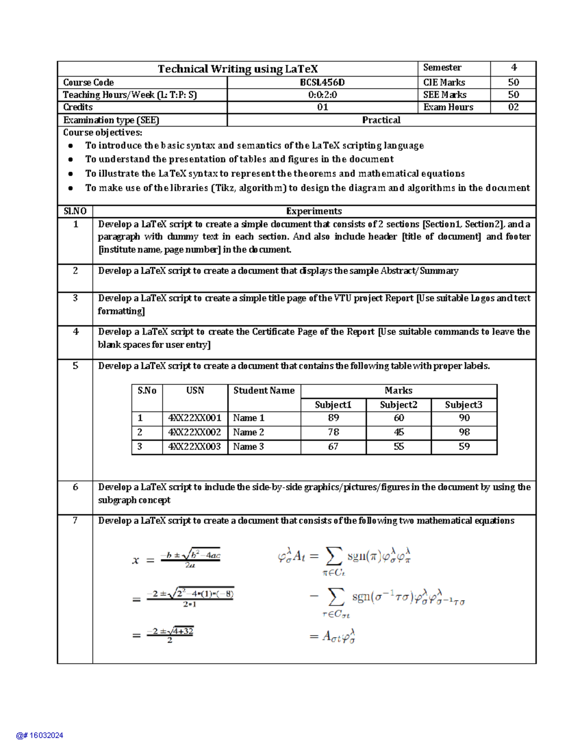 BCSL456D Practical Exam: Technical Writing with LaTeX - Studocu