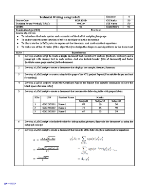 Latex Lab Manual - Department Of Computer Science And Engineering Iv