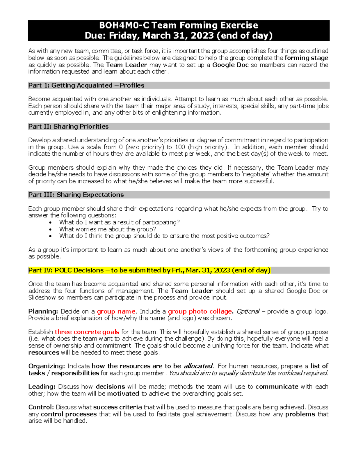 4 R2 BOH-C Team Forming Exercise Guidelines for 2022-2023 - Studocu