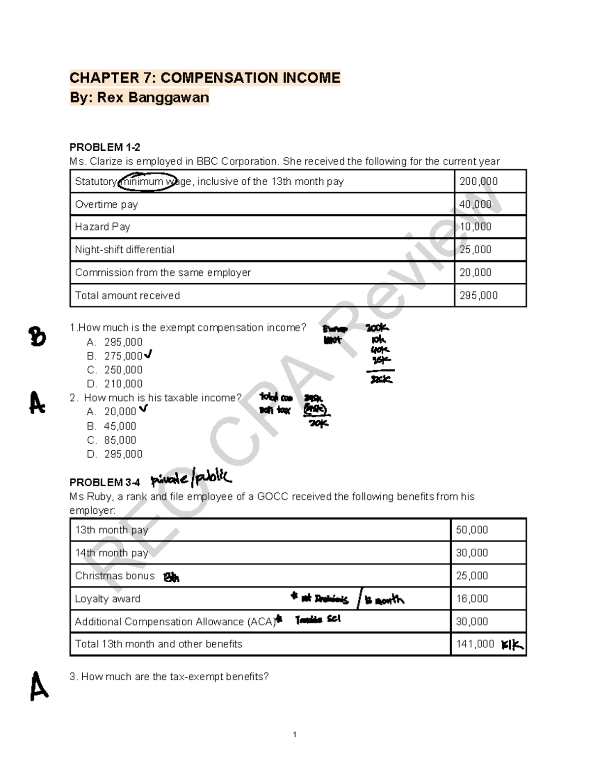 Chapter 7: Analyzing Compensation Income for REO CPA Review - Studocu