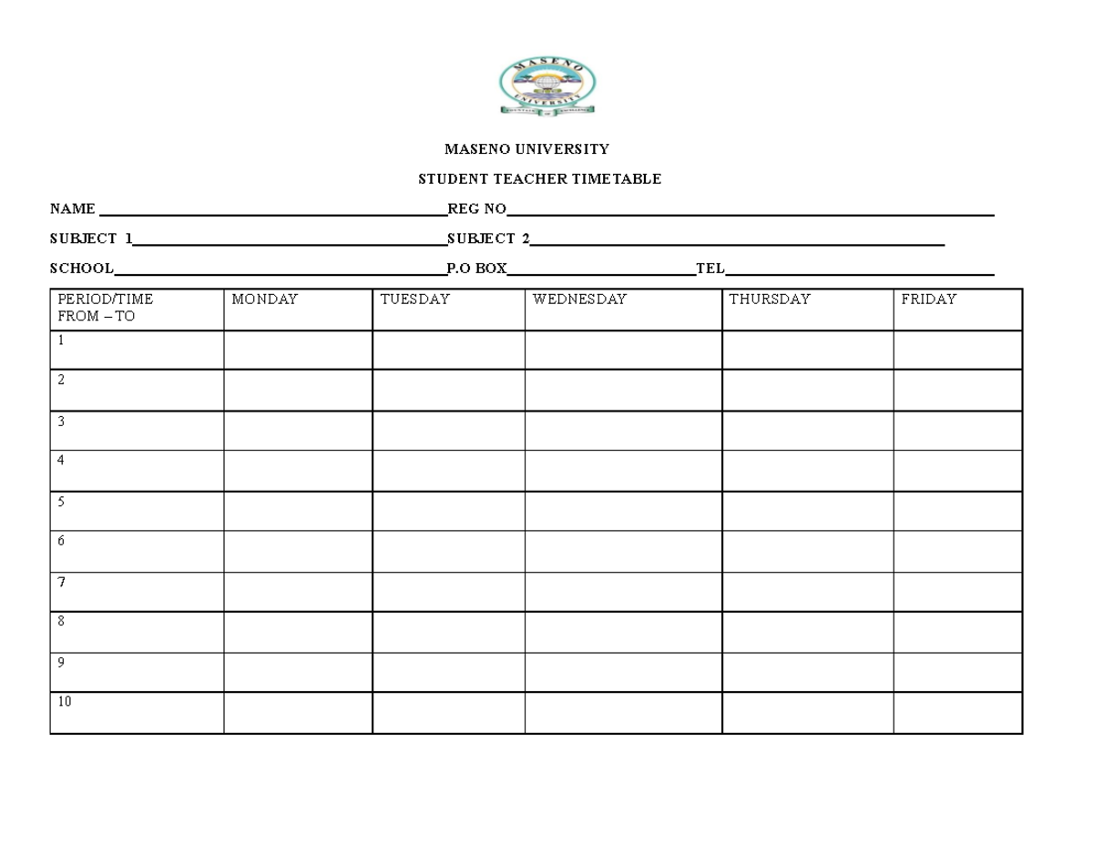 Student Timetable - Teaching time table - agriculture and extension ...