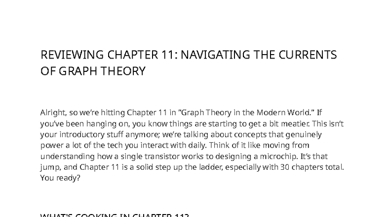 Graph Theory Essentials: Insights from Chapter 11 on Flows & Cuts - Studocu