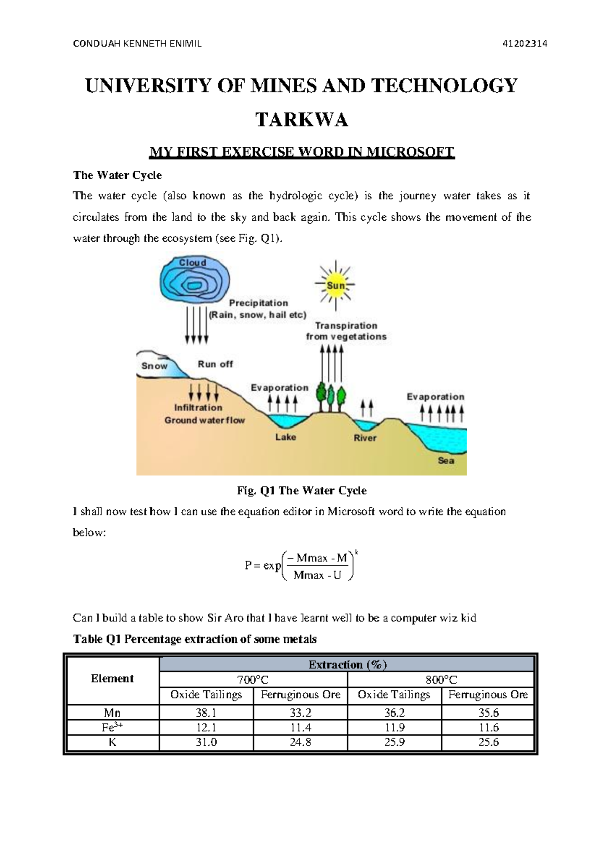 Hydrogeology Formulas & Water Cycle Overview - UMaT Intro Lecture - Studocu