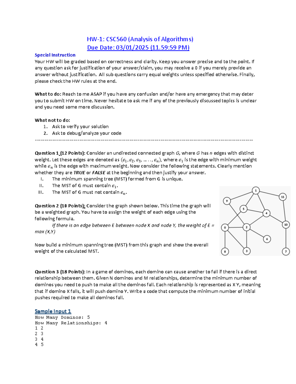 CSC560 HW1 - Analysis of Algorithms Assignment Instructions and ...
