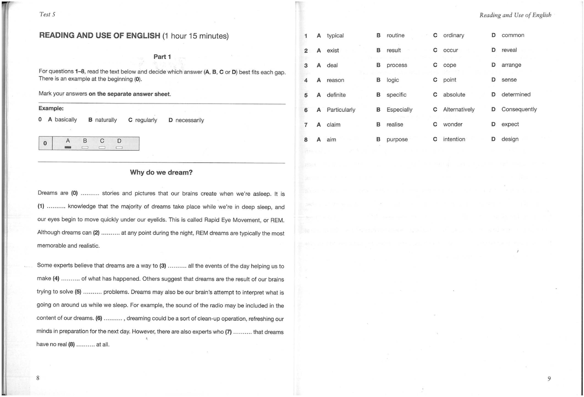 FCE 11 Test 5: Reading and Use of English Practice - Studocu