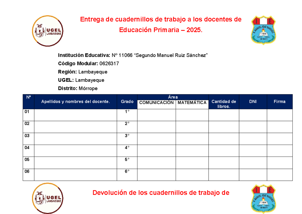 Entrega de Cuadernillos de Trabajo a Docentes de Educación Primaria ...