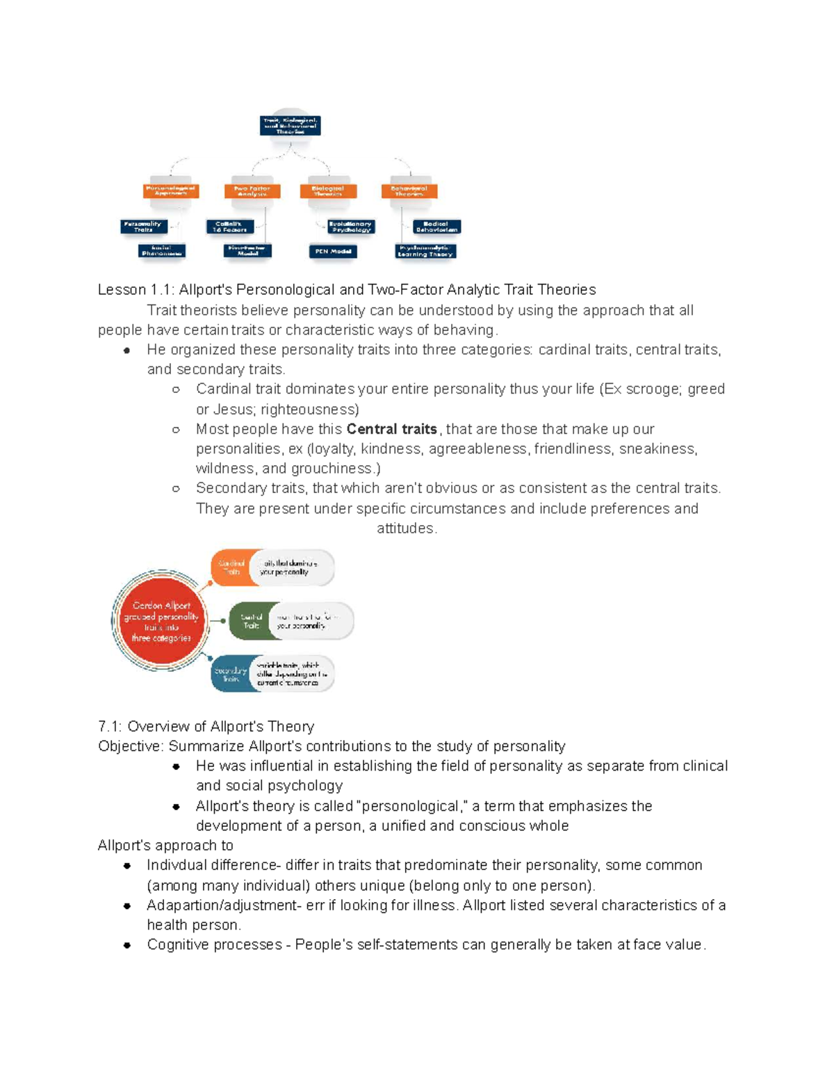 Allport's Personological Theory: Key Traits & Concepts Overview (PSY101 ...
