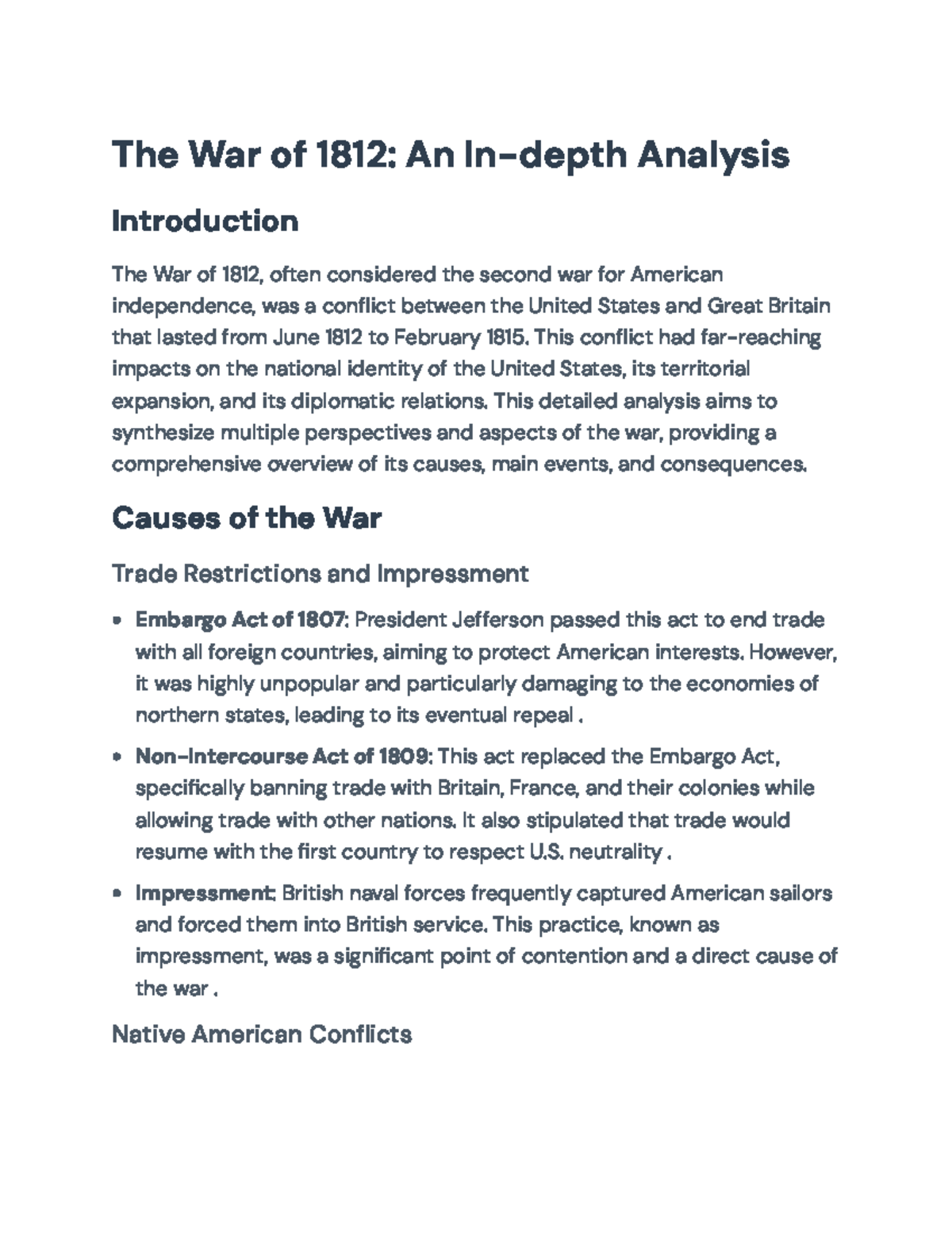 The War of 1812 (HIST 101): Key Events, Causes, and Consequences ...