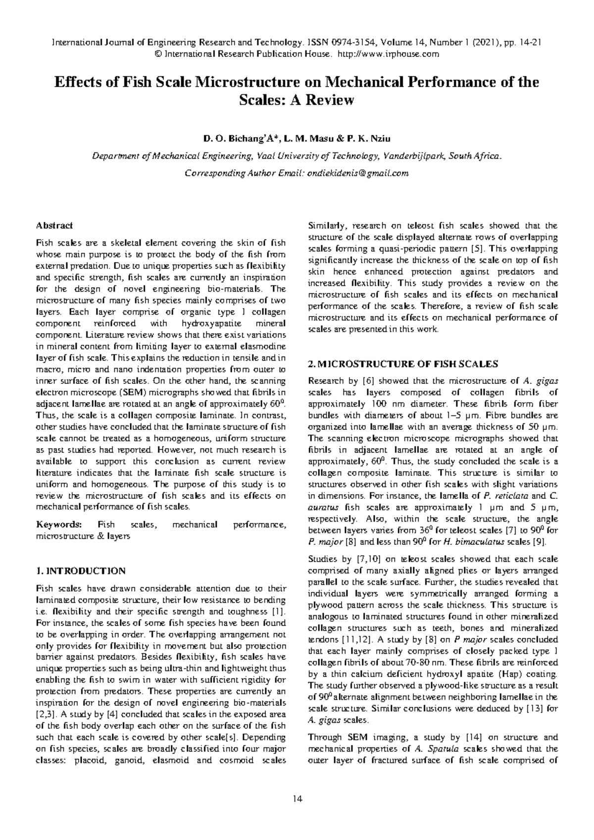Effects of Fish Scale Microstructure on Mechanical Performance: A Review - Studocu
